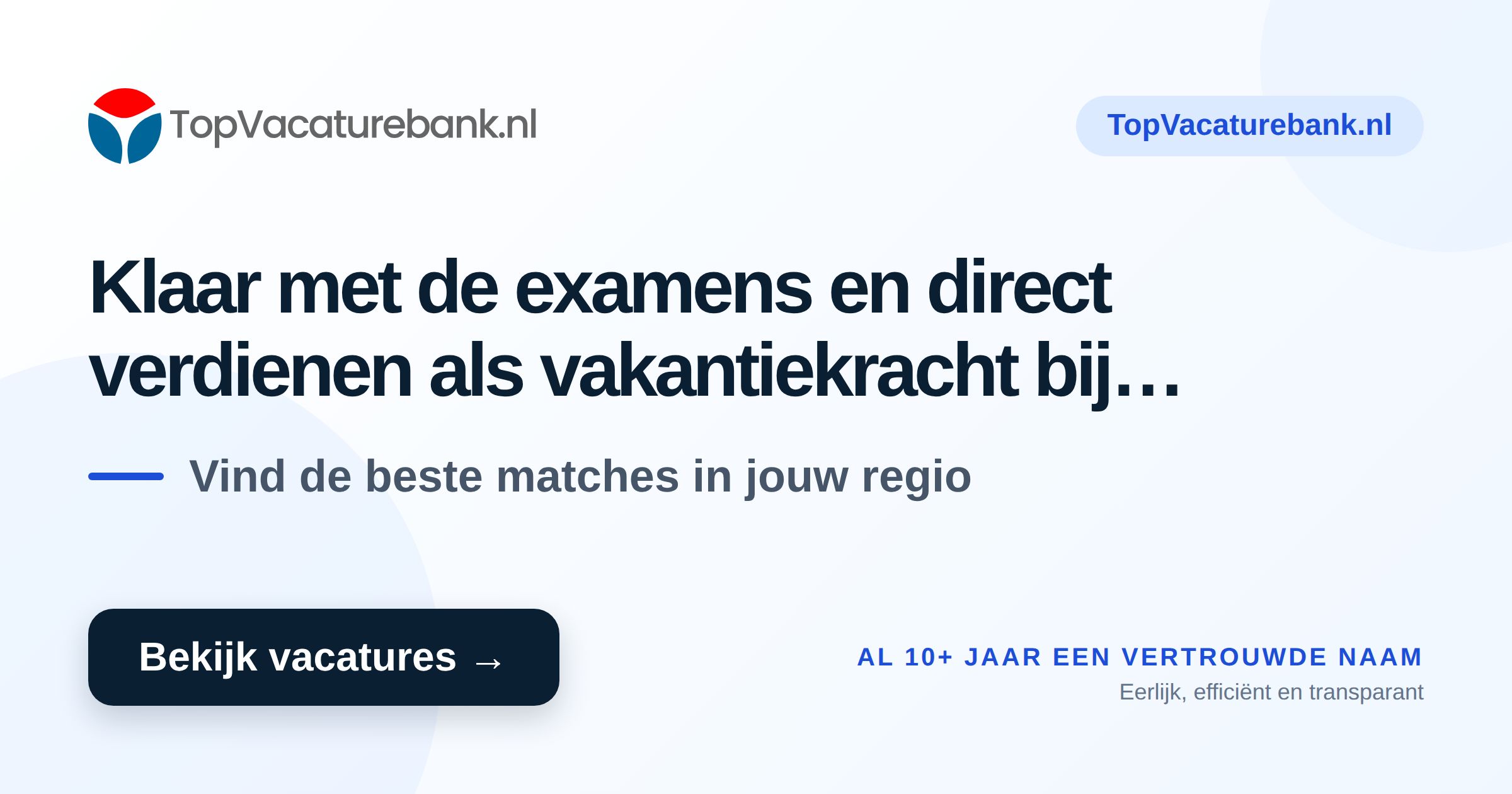 Klaar met de examens en direct verdienen als vakantiekracht bij vandijk ...